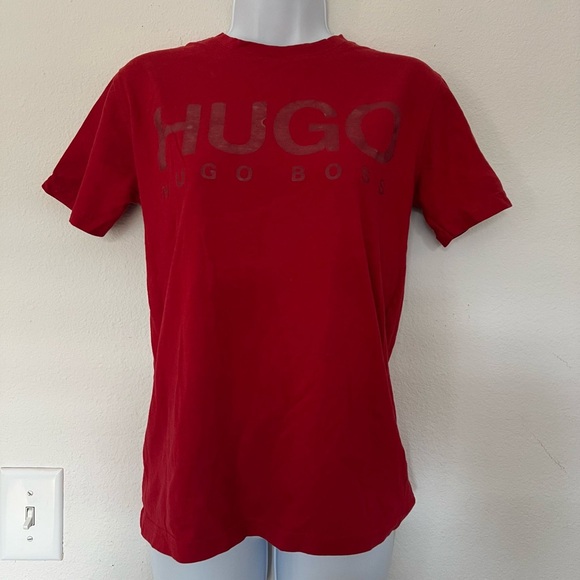 Hugo Boss | Shirts | Hugo Boss Red Logo Tshirt Size M | Poshmark